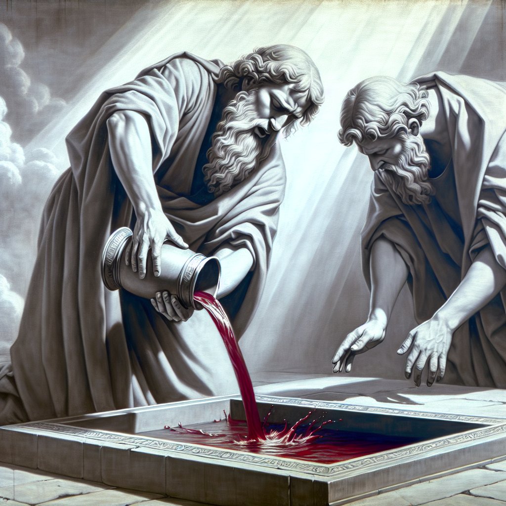 moses pouring blood | Bible Art
