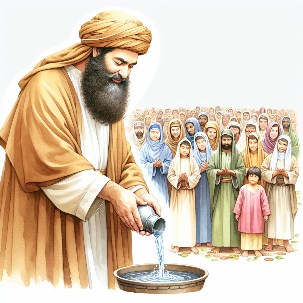 Jesus Pours water on | Bible Art
