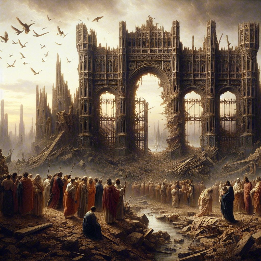 Her gates have sunk | Bible Art