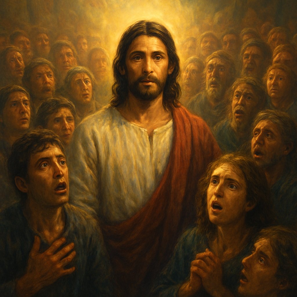 Crowd of people look | Bible Art