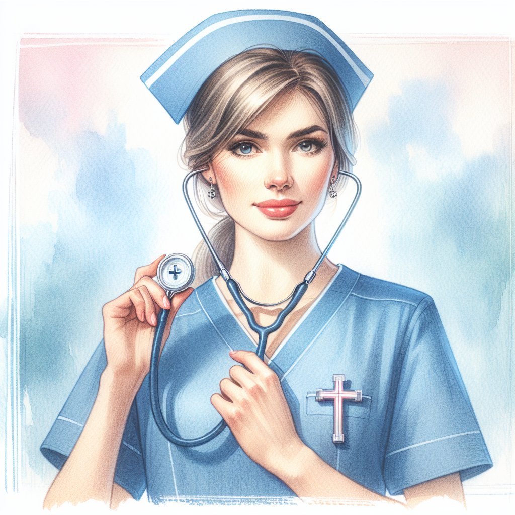 Female nurse in blue | Bible Art