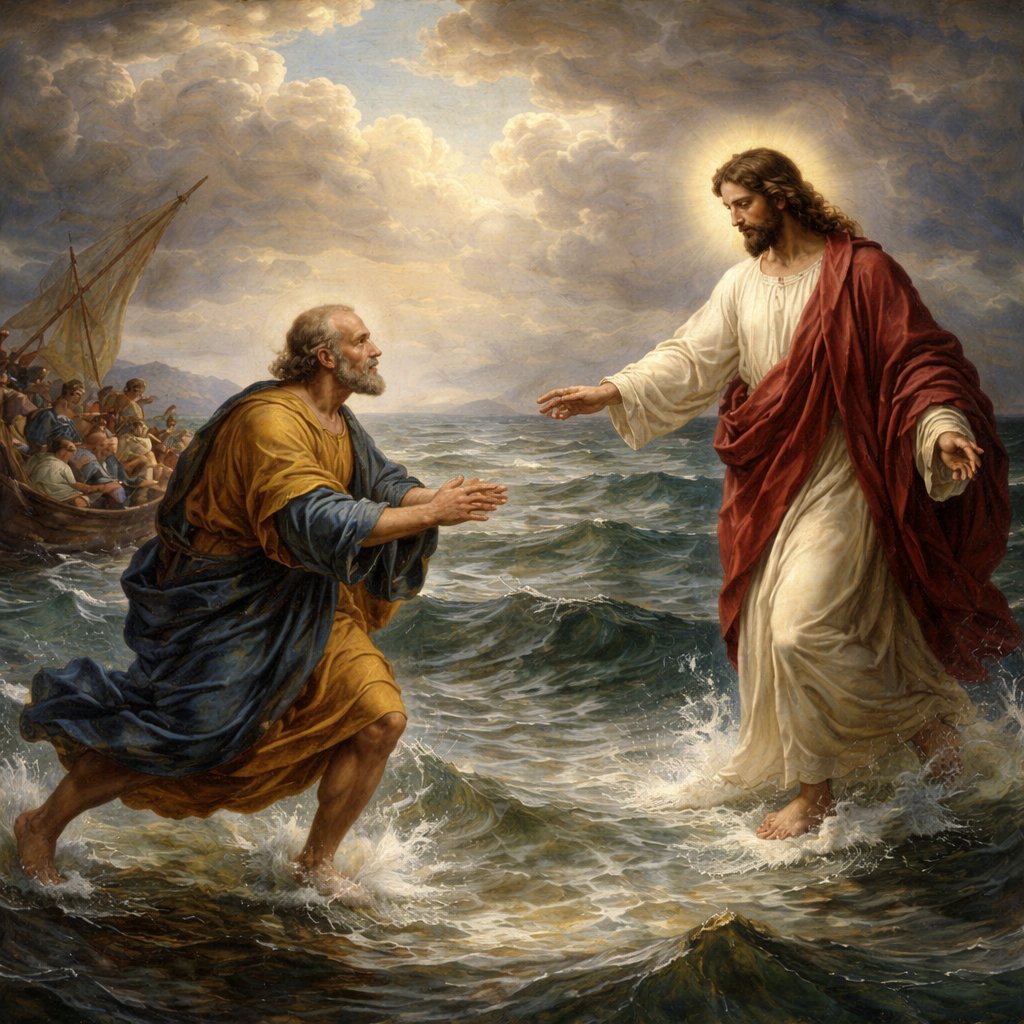 Peter Walking On Water Artwork | Bible Art