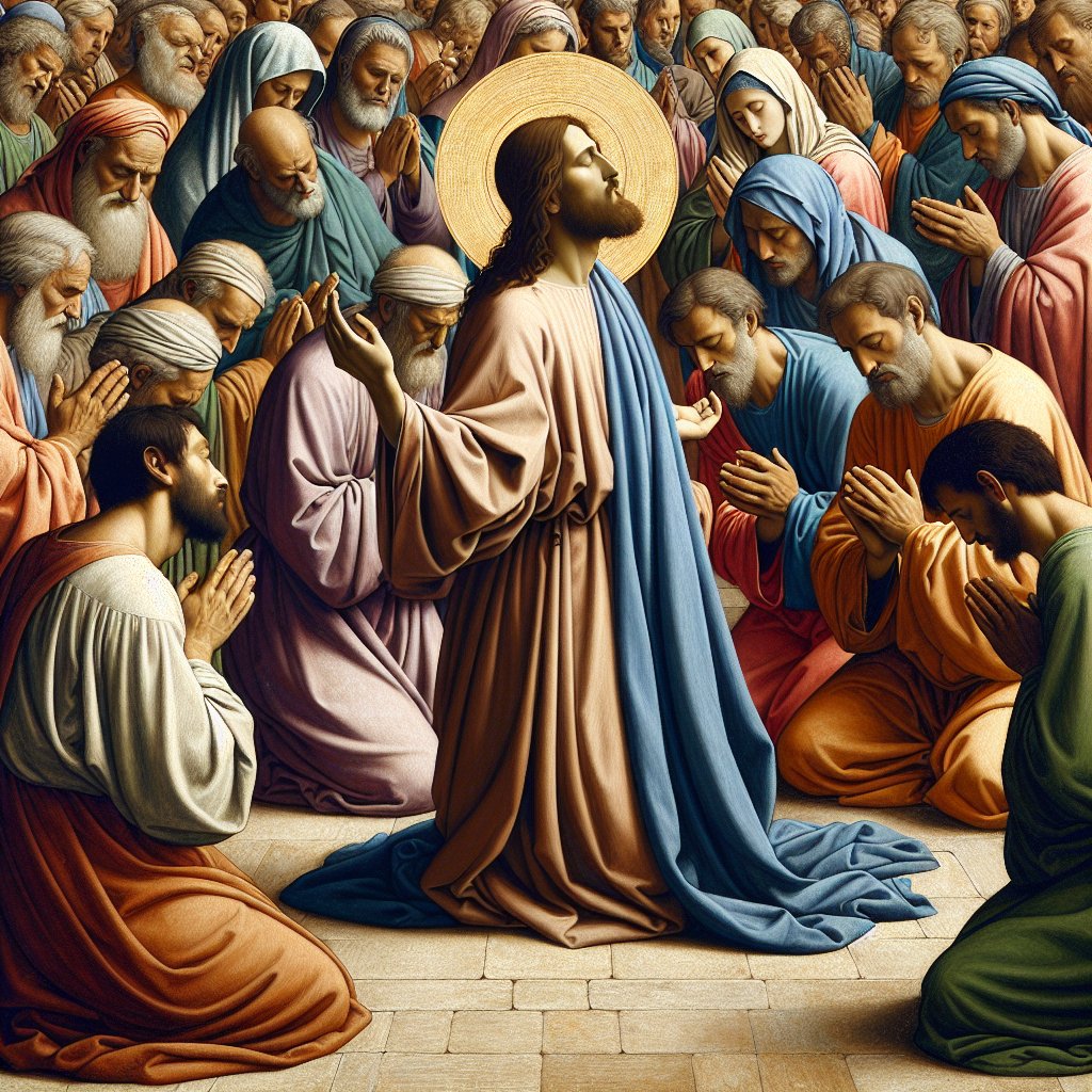 Jesus praying with a | Bible Art