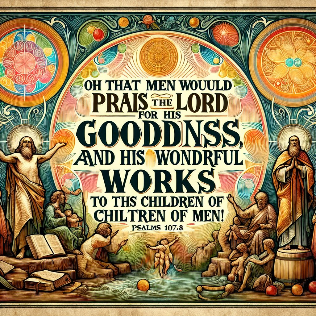 What does Psalms 107:8 mean? | Bible Art