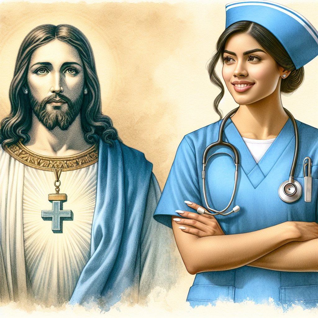 Female nurse in blue | Bible Art