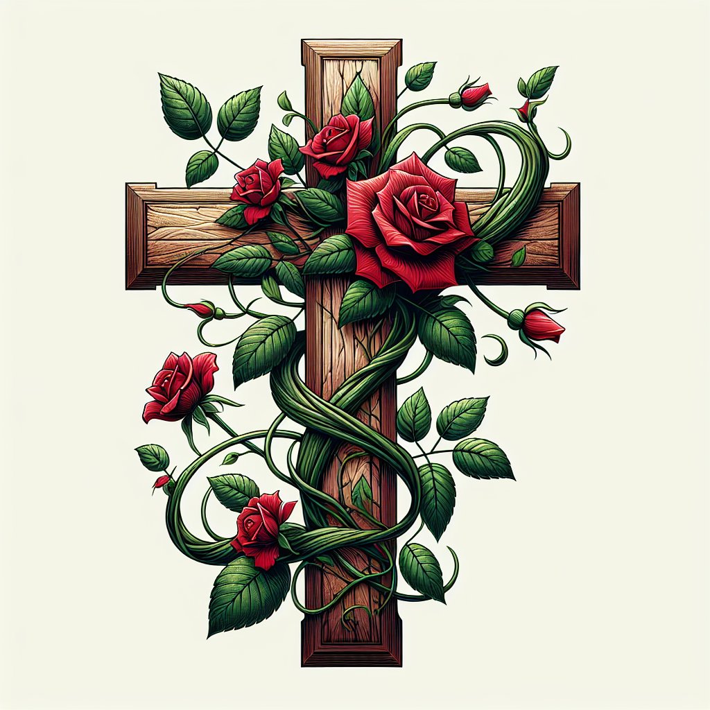 Cross rose vine | Bible Art