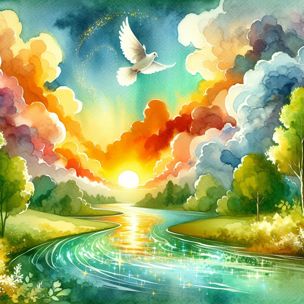 Cross Dove Clouds Su | Bible Art