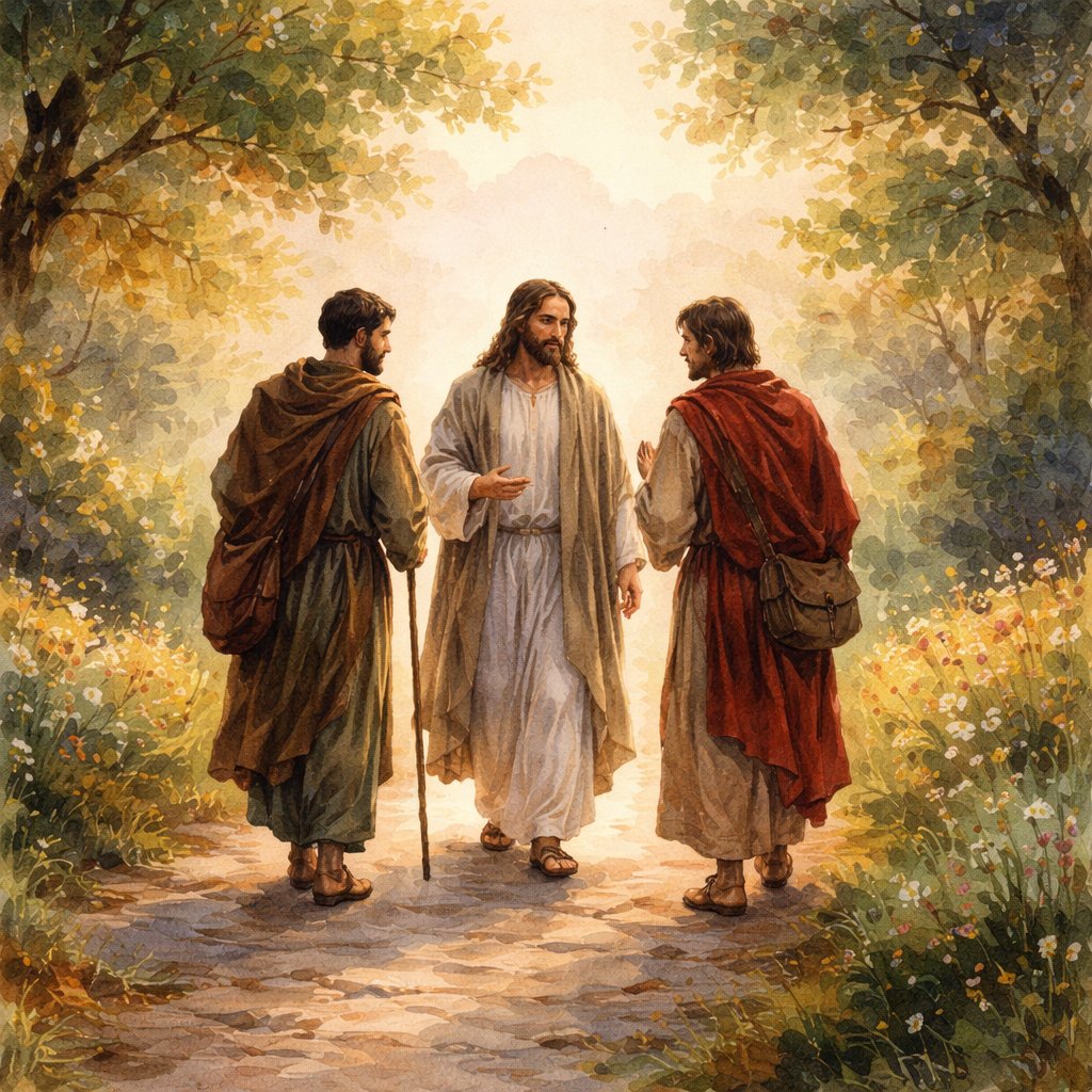 Two disciples walkin | Bible Art