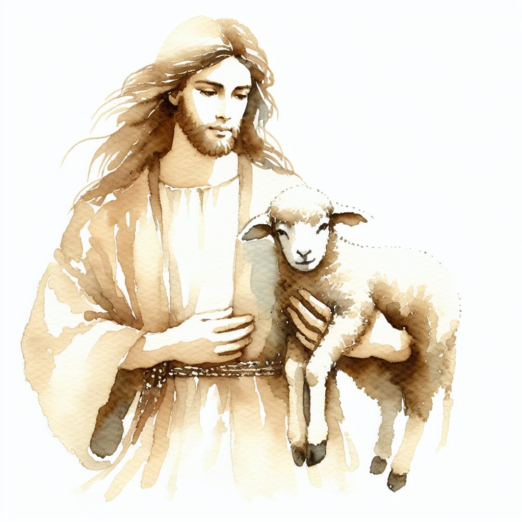 Jesus holding a shee | Bible Art