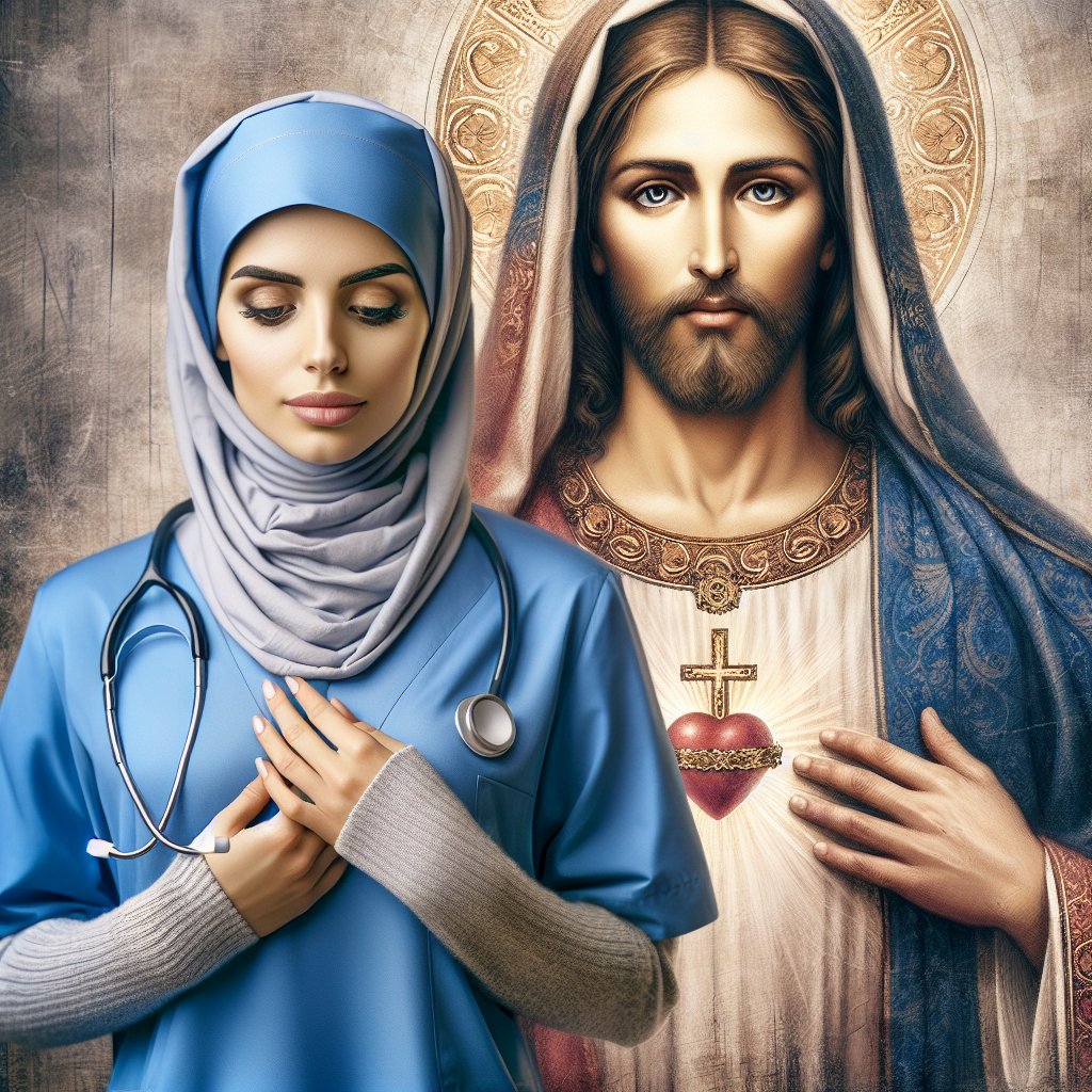 Female nurse in blue | Bible Art