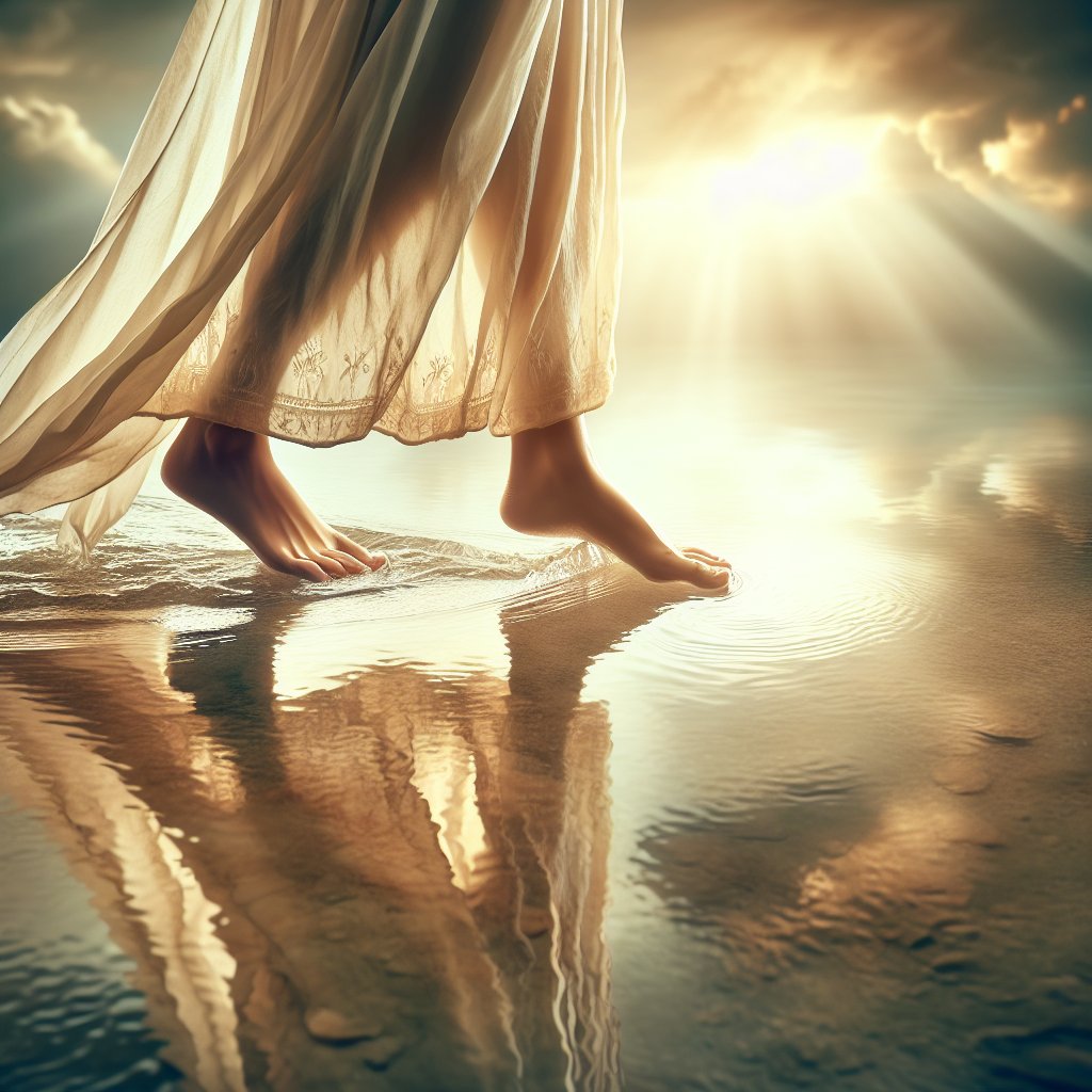 Feet walking on wate | Bible Art