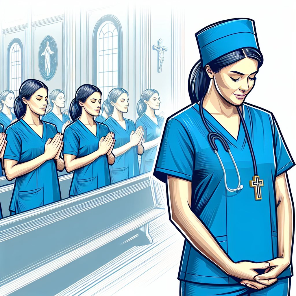 Female nurse in blue | Bible Art