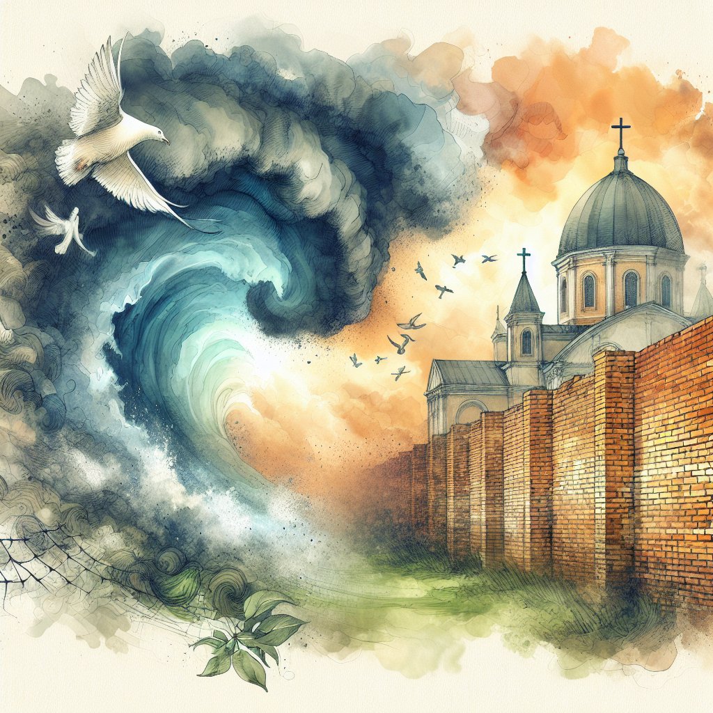 a storm tears down a | Bible Art