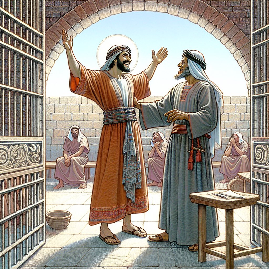 Joseph behind prison | Bible Art